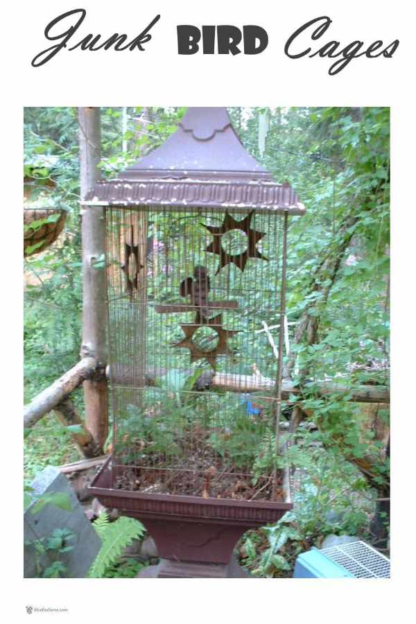 Junk Bird Cages; accessories and accents for a rustic garden